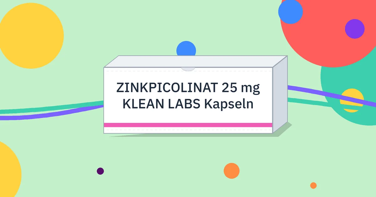 Symbolbild: Packung mit der Aufschrift ZINKPICOLINAT 25 mg KLEAN LABS Kapseln (PZN 18726938) – Verfügbarkeit und Bezug in Apotheken in Frankfurt am Main