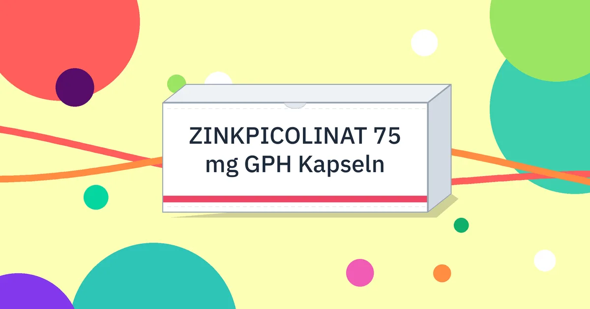 Symbolbild: Packung mit der Aufschrift ZINKPICOLINAT 75 mg GPH Kapseln (PZN 20281283) – Verfügbarkeit und Bezug in Apotheken in Frankfurt am Main