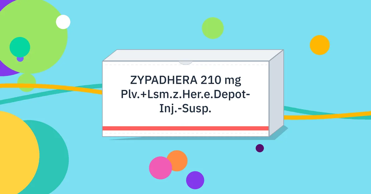 Symbolbild: Packung mit der Aufschrift ZYPADHERA 210 mg Plv.+Lsm.z.Her.e.Depot-Inj.-Susp. (PZN 11541957) – Verfügbarkeit und Bezug in Apotheken in Frankfurt am Main