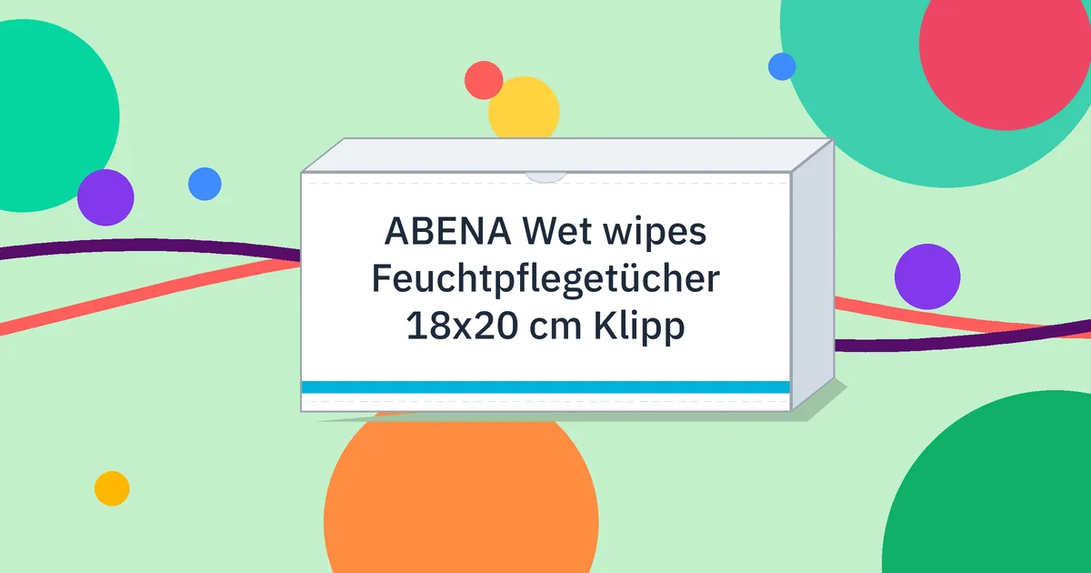 Symbolbild: Packung mit der Aufschrift ABENA Wet wipes Feuchtpflegetücher 18x20 cm Klipp (PZN 18354342) – Verfügbarkeit und Bezug in Apotheken in Frankfurt am Main