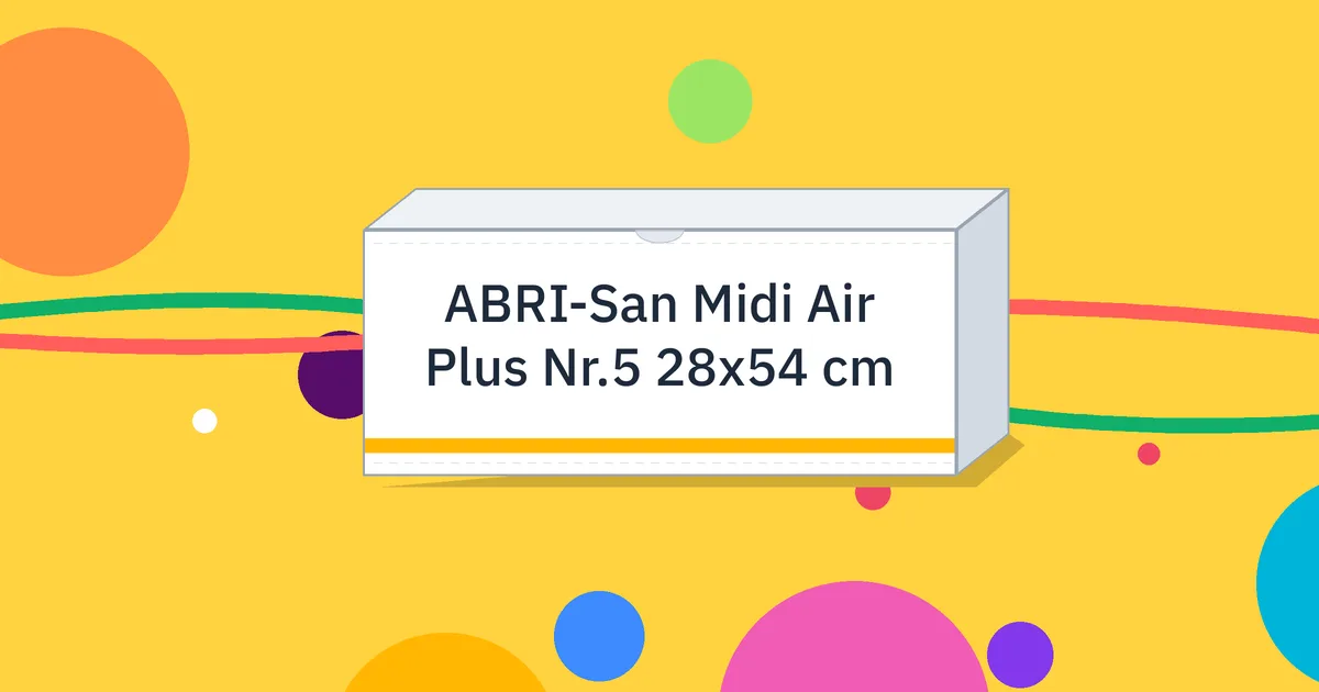 Symbolbild: Packung mit der Aufschrift ABRI-San Midi Air Plus Nr.5 28x54 cm (PZN 03560202) – Verfügbarkeit und Bezug in Apotheken in Frankfurt am Main