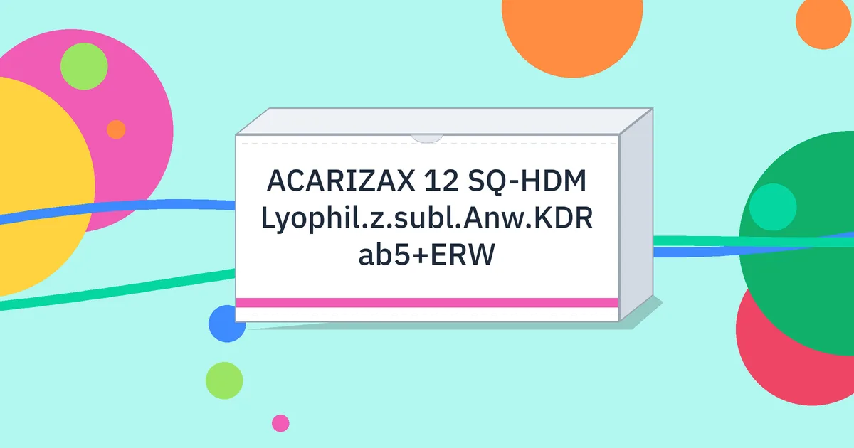 Symbolbild: Packung mit der Aufschrift ACARIZAX 12 SQ-HDM Lyophil.z.subl.Anw.KDR ab5+ERW (PZN 19537903) – Verfügbarkeit und Bezug in Apotheken in Frankfurt am Main