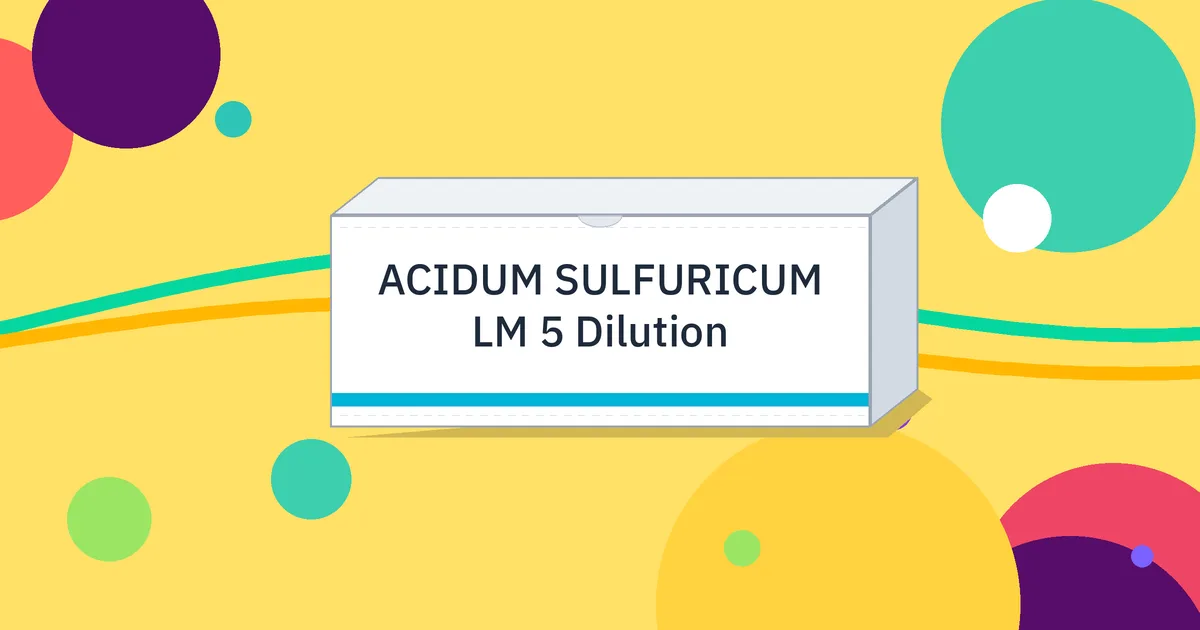 Symbolbild: Packung mit der Aufschrift ACIDUM SULFURICUM LM 5 Dilution (PZN 12753940) – Verfügbarkeit und Bezug in Apotheken in Frankfurt am Main