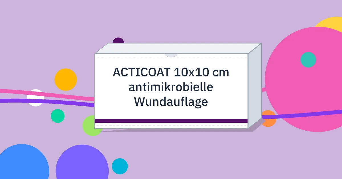 Symbolbild: Packung mit der Aufschrift ACTICOAT 10x10 cm antimikrobielle Wundauflage (PZN 09314349) – Verfügbarkeit und Bezug in Apotheken in Frankfurt am Main