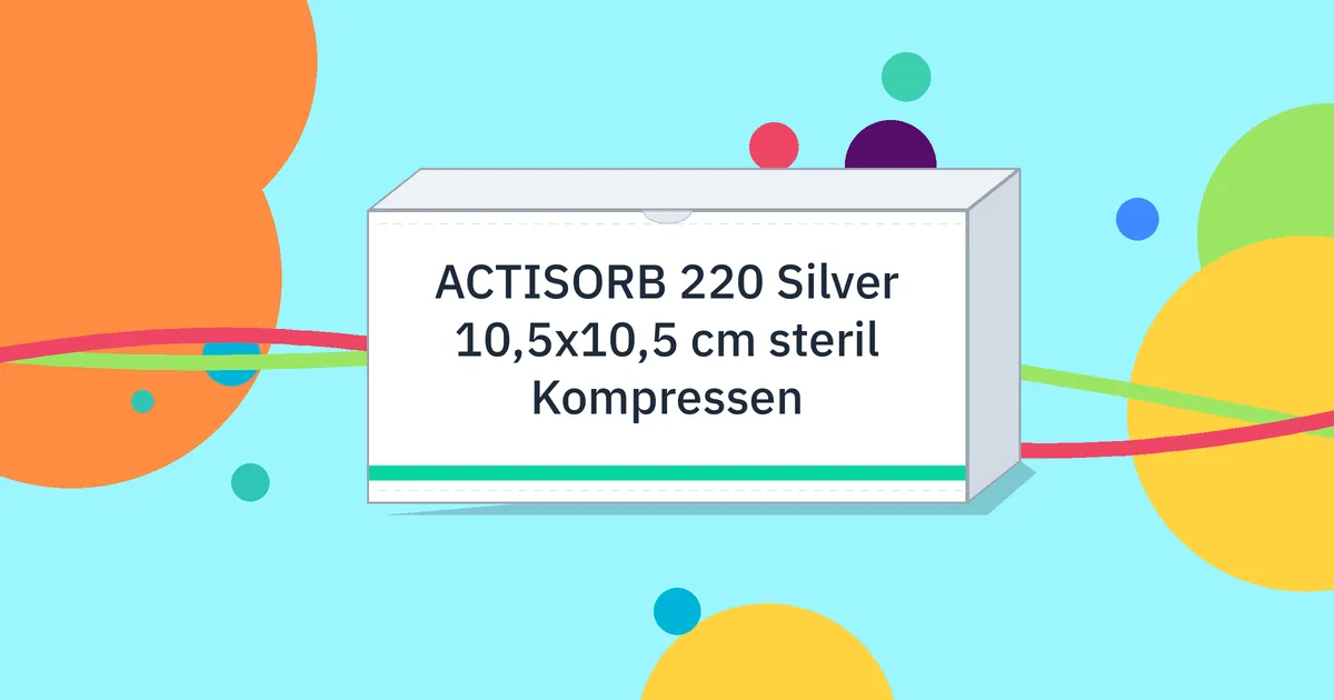 Symbolbild: Packung mit der Aufschrift ACTISORB 220 Silver 10,5x10,5 cm steril Kompressen (PZN 13336144) – Verfügbarkeit und Bezug in Apotheken in Frankfurt am Main