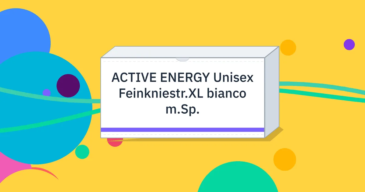 Symbolbild: Packung mit der Aufschrift ACTIVE ENERGY Unisex Feinkniestr.XL bianco m.Sp. (PZN 06448227) – Verfügbarkeit und Bezug in Apotheken in Frankfurt am Main