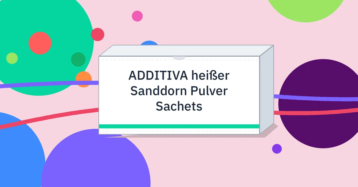 Symbolbild: Packung mit der Aufschrift ADDITIVA heißer Sanddorn Pulver Sachets (PZN 10627585) – Verfügbarkeit und Bezug in Apotheken in Frankfurt am Main