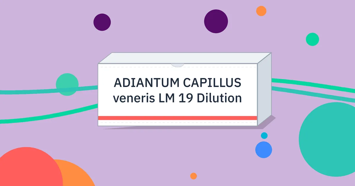 Symbolbild: Packung mit der Aufschrift ADIANTUM CAPILLUS veneris LM 19 Dilution (PZN 13295600) – Verfügbarkeit und Bezug in Apotheken in Frankfurt am Main