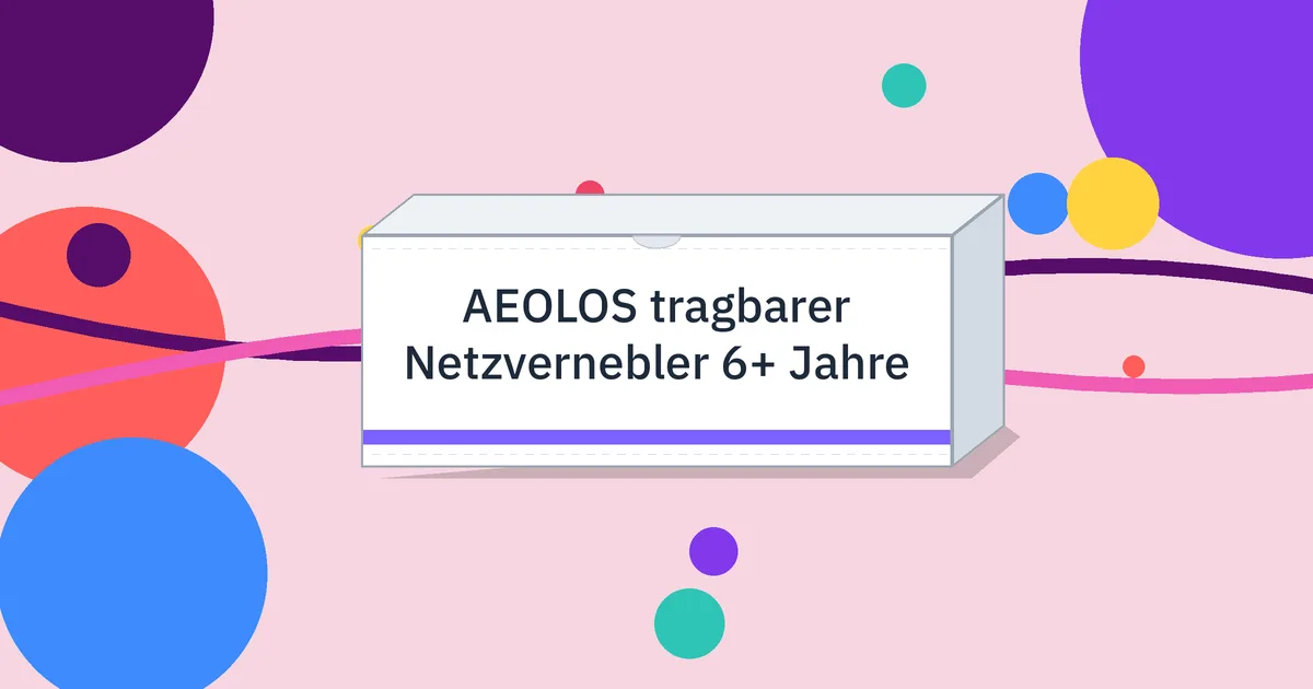 Symbolbild: Packung mit der Aufschrift AEOLOS tragbarer Netzvernebler 6+ Jahre (PZN 19073326) – Verfügbarkeit und Bezug in Apotheken in Frankfurt am Main