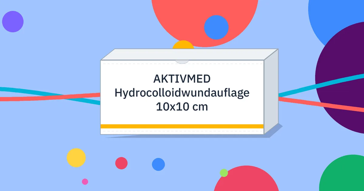 Symbolbild: Packung mit der Aufschrift AKTIVMED Hydrocolloidwundauflage 10x10 cm (PZN 17310733) – Verfügbarkeit und Bezug in Apotheken in Frankfurt am Main