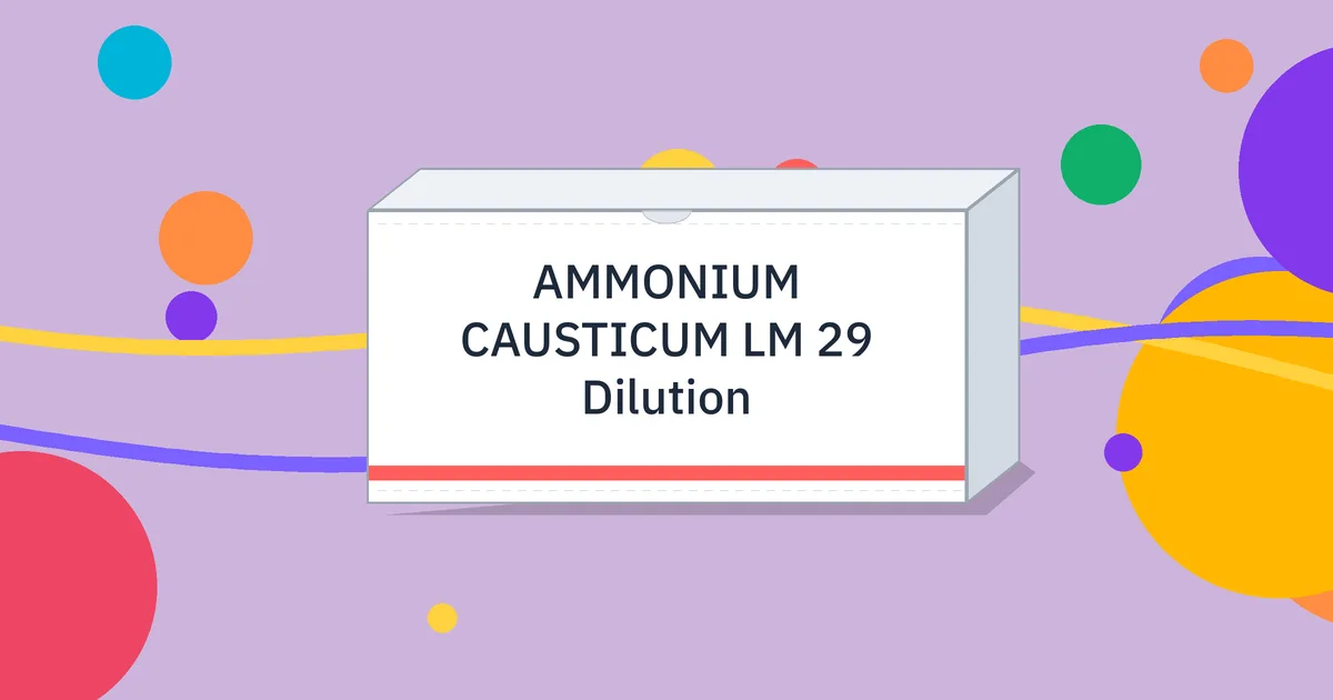 Symbolbild: Packung mit der Aufschrift AMMONIUM CAUSTICUM LM 29 Dilution (PZN 13321071) – Verfügbarkeit und Bezug in Apotheken in Frankfurt am Main