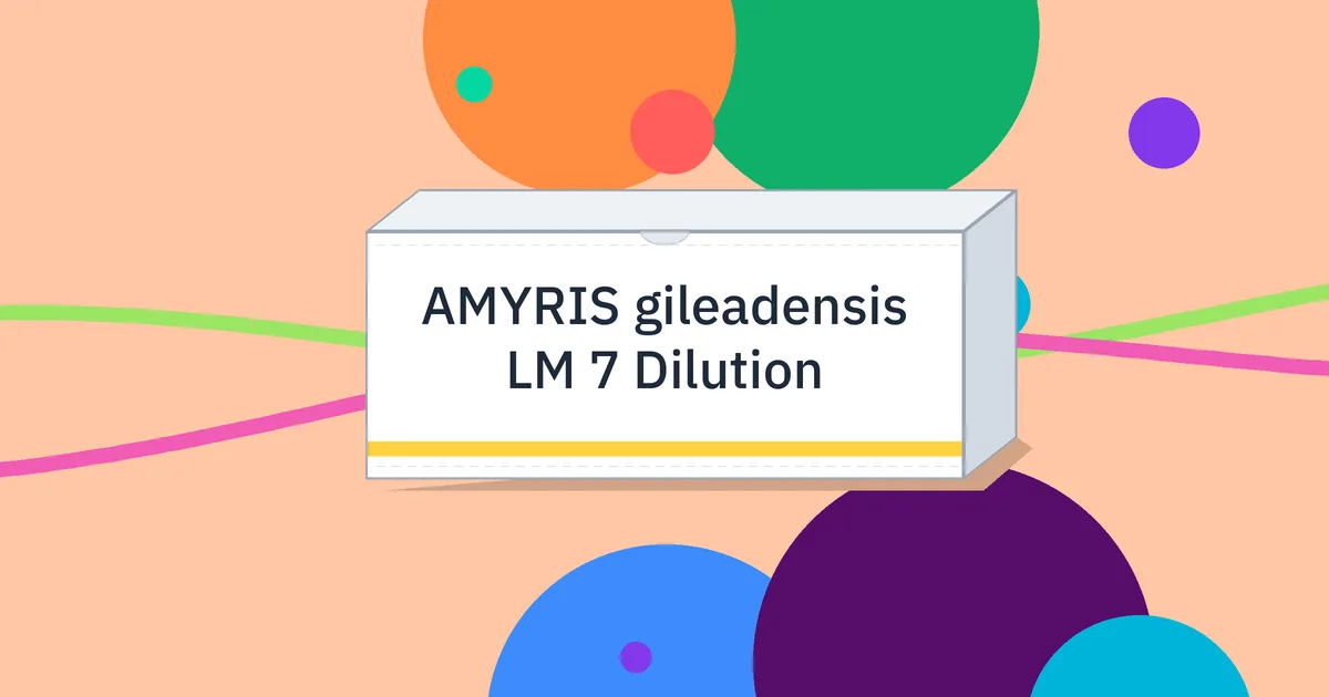 Symbolbild: Packung mit der Aufschrift AMYRIS gileadensis LM 7 Dilution (PZN 13326909) – Verfügbarkeit und Bezug in Apotheken in Frankfurt am Main