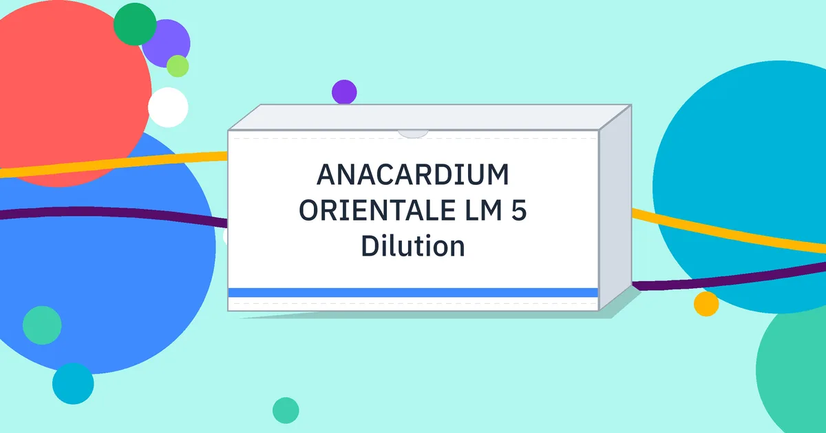 Symbolbild: Packung mit der Aufschrift ANACARDIUM ORIENTALE LM 5 Dilution (PZN 12761891) – Verfügbarkeit und Bezug in Apotheken in Frankfurt am Main