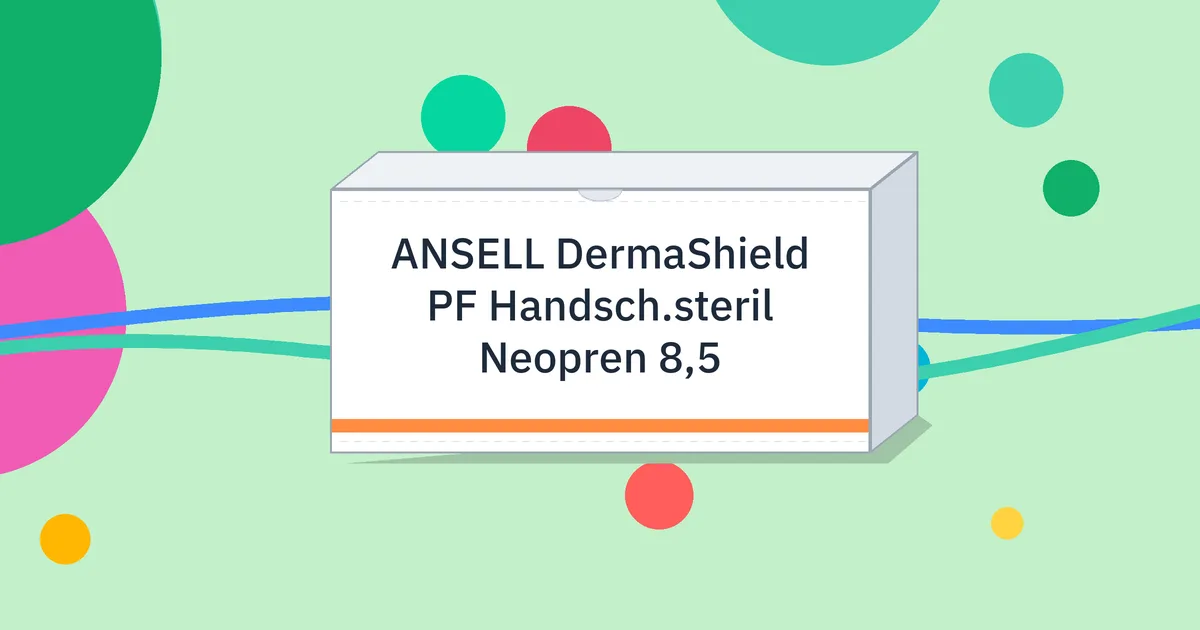 Symbolbild: Packung mit der Aufschrift ANSELL DermaShield PF Handsch.steril Neopren 8,5 (PZN 06915580) – Verfügbarkeit und Bezug in Apotheken in Frankfurt am Main