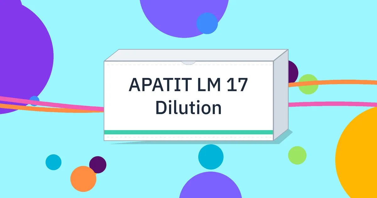 Symbolbild: Packung mit der Aufschrift APATIT LM 17 Dilution (PZN 13377456) – Verfügbarkeit und Bezug in Apotheken in Frankfurt am Main