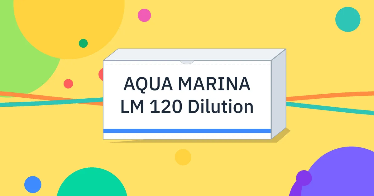 Symbolbild: Packung mit der Aufschrift AQUA MARINA LM 120 Dilution (PZN 12765819) – Verfügbarkeit und Bezug in Apotheken in Frankfurt am Main