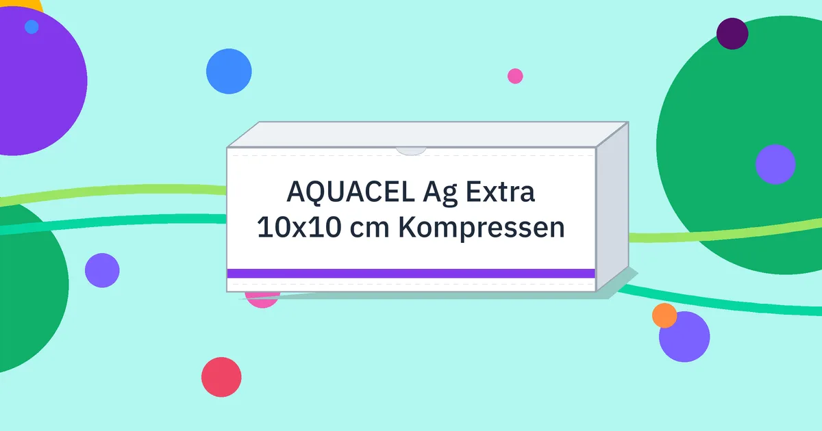 Symbolbild: Packung mit der Aufschrift AQUACEL Ag Extra 10x10 cm Kompressen (PZN 12564920) – Verfügbarkeit und Bezug in Apotheken in Frankfurt am Main