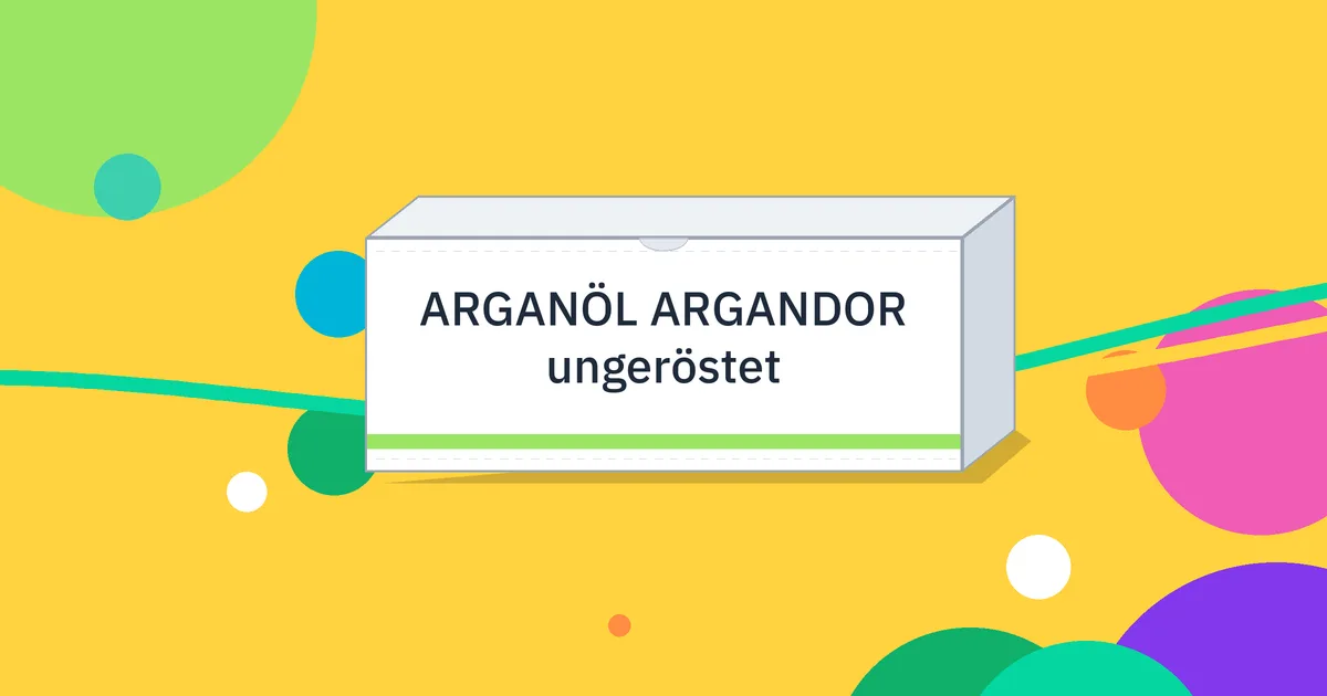 Symbolbild: Packung mit der Aufschrift ARGANÖL ARGANDOR ungeröstet (PZN 05969007) – Verfügbarkeit und Bezug in Apotheken in Frankfurt am Main