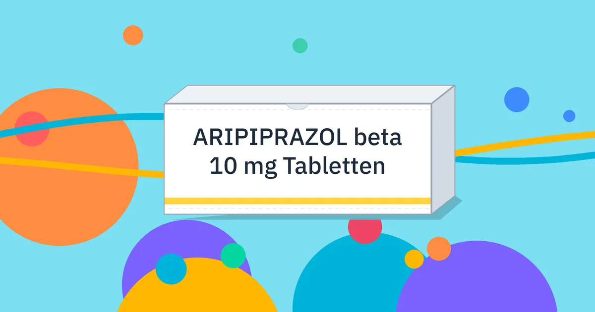 Symbolbild: Packung mit der Aufschrift ARIPIPRAZOL beta 10 mg Tabletten (PZN 07504620) – Verfügbarkeit und Bezug in Apotheken in Frankfurt am Main