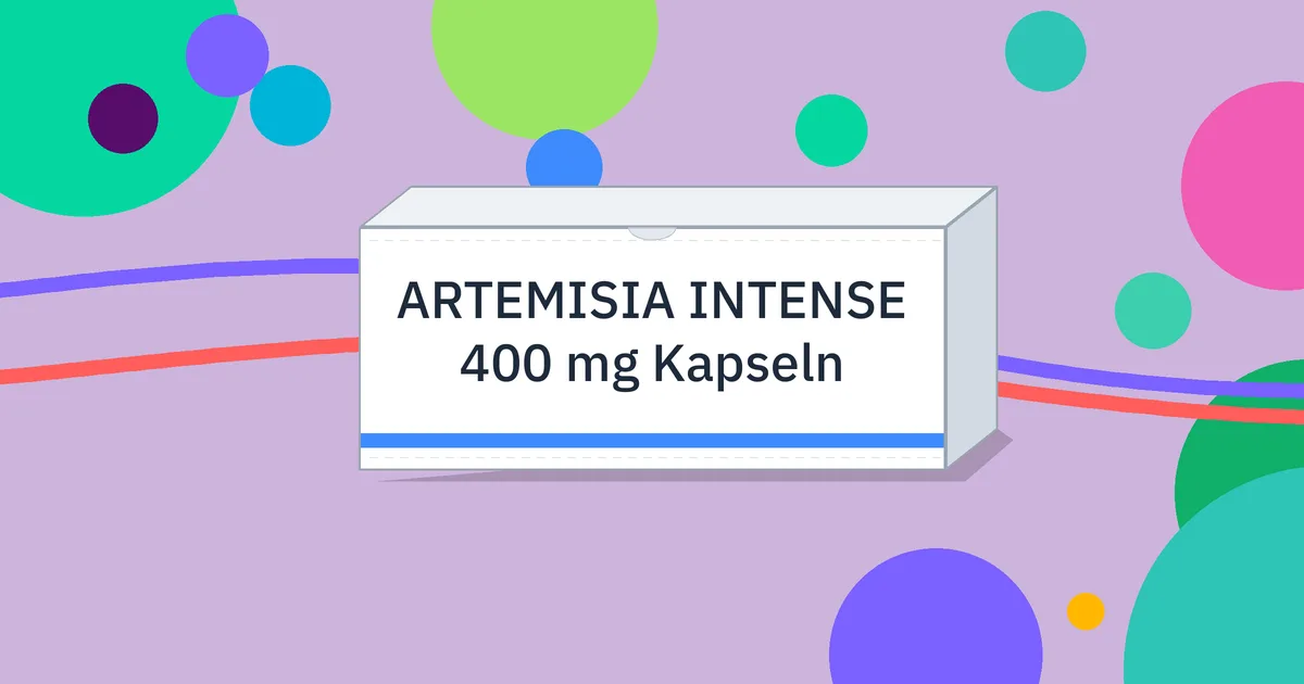 Symbolbild: Packung mit der Aufschrift ARTEMISIA INTENSE 400 mg Kapseln (PZN 18423793) – Verfügbarkeit und Bezug in Apotheken in Frankfurt am Main
