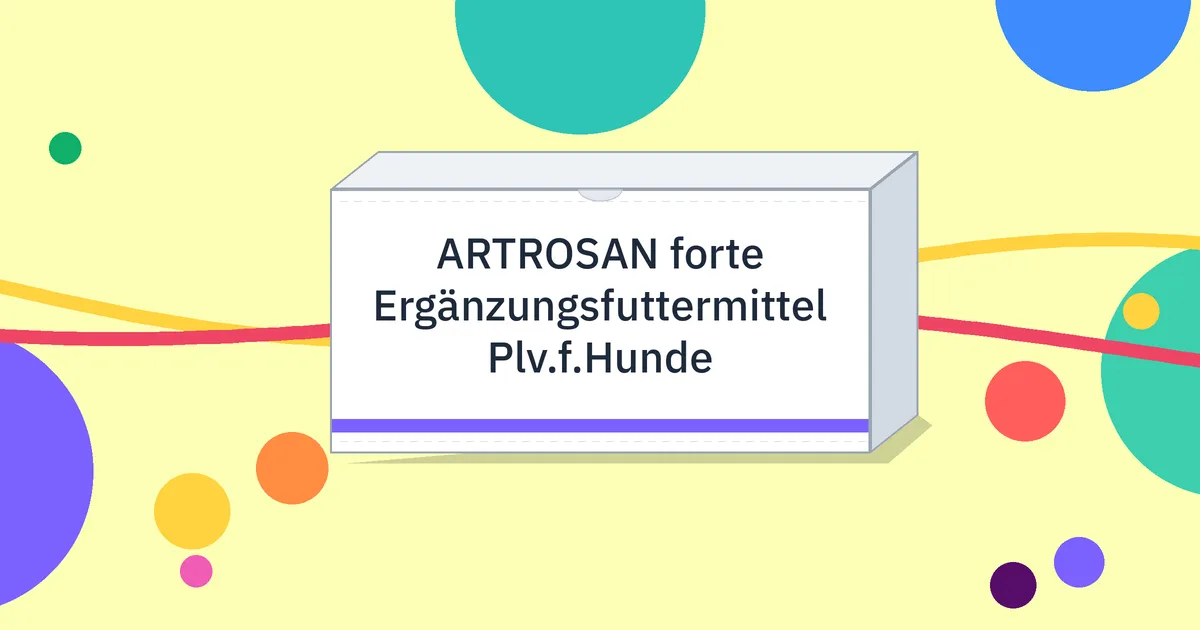 Symbolbild: Packung mit der Aufschrift ARTROSAN forte Ergänzungsfuttermittel Plv.f.Hunde (PZN 19975738) – Verfügbarkeit und Bezug in Apotheken in Frankfurt am Main