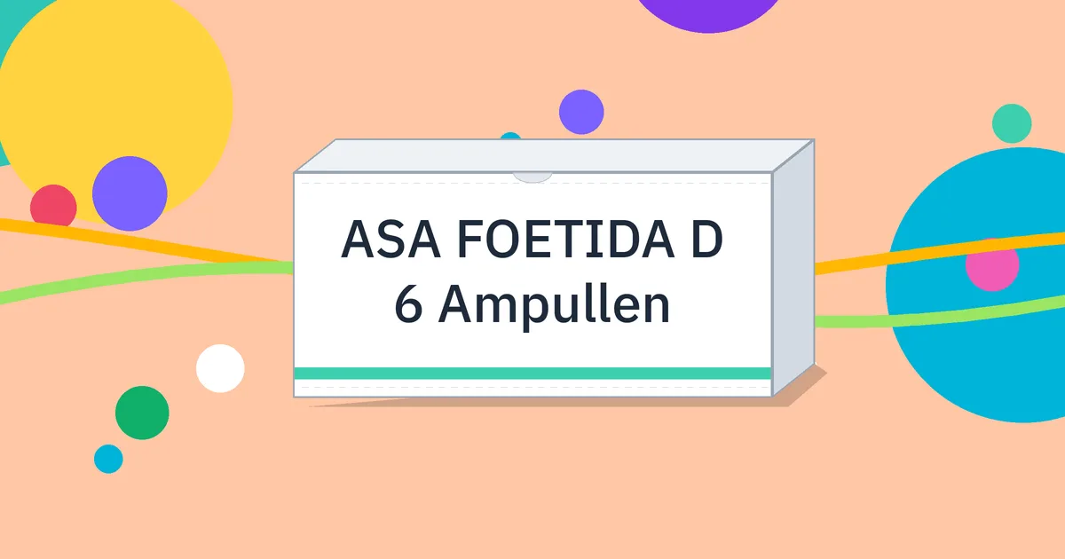 Symbolbild: Packung mit der Aufschrift ASA FOETIDA D 6 Ampullen (PZN 11704282) – Verfügbarkeit und Bezug in Apotheken in Frankfurt am Main