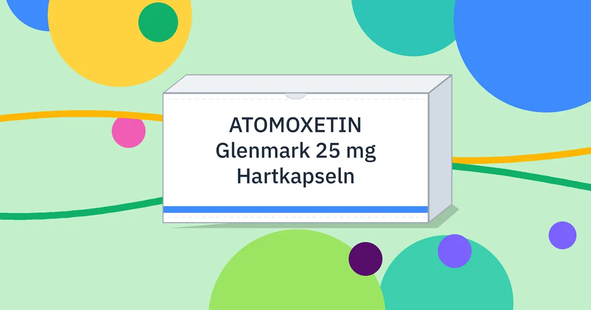 Symbolbild: Packung mit der Aufschrift ATOMOXETIN Glenmark 25 mg Hartkapseln (PZN 15211524) – Verfügbarkeit und Bezug in Apotheken in Frankfurt am Main