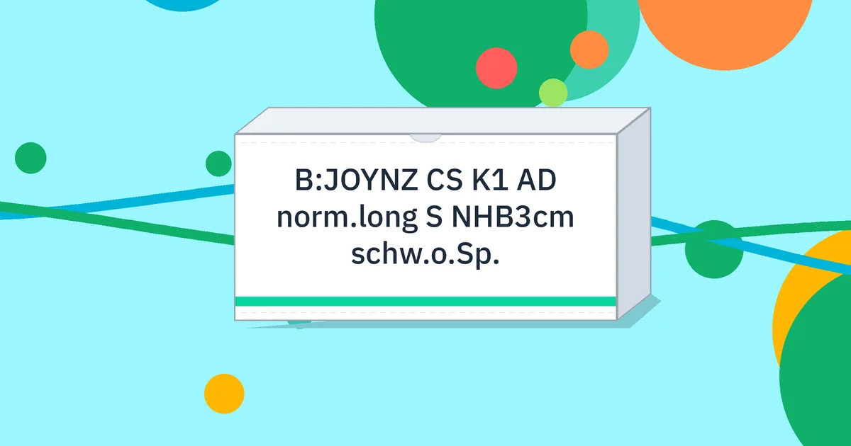 Symbolbild: Packung mit der Aufschrift B:JOYNZ CS K1 AD norm.long S NHB3cm schw.o.Sp. (PZN 20526572) – Verfügbarkeit und Bezug in Apotheken in Frankfurt am Main