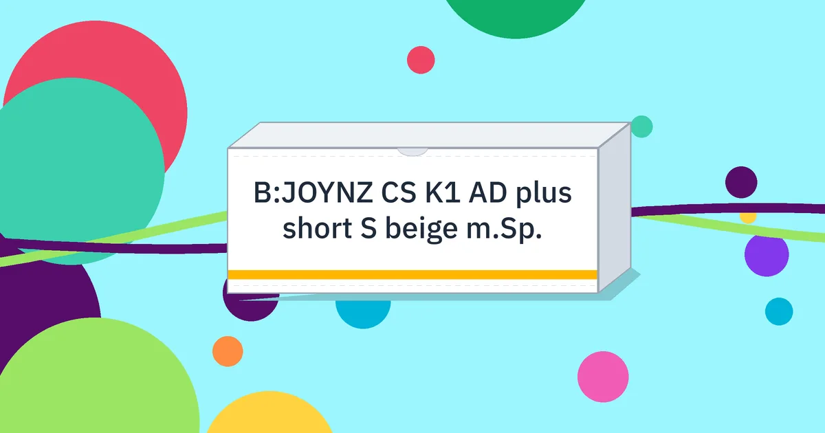 Symbolbild: Packung mit der Aufschrift B:JOYNZ CS K1 AD plus short S beige m.Sp. (PZN 20524679) – Verfügbarkeit und Bezug in Apotheken in Frankfurt am Main