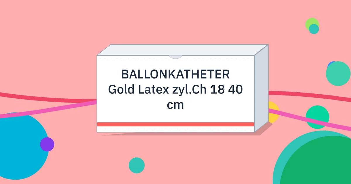 Symbolbild: Packung mit der Aufschrift BALLONKATHETER Gold Latex zyl.Ch 18 40 cm (PZN 05141656) – Verfügbarkeit und Bezug in Apotheken in Frankfurt am Main