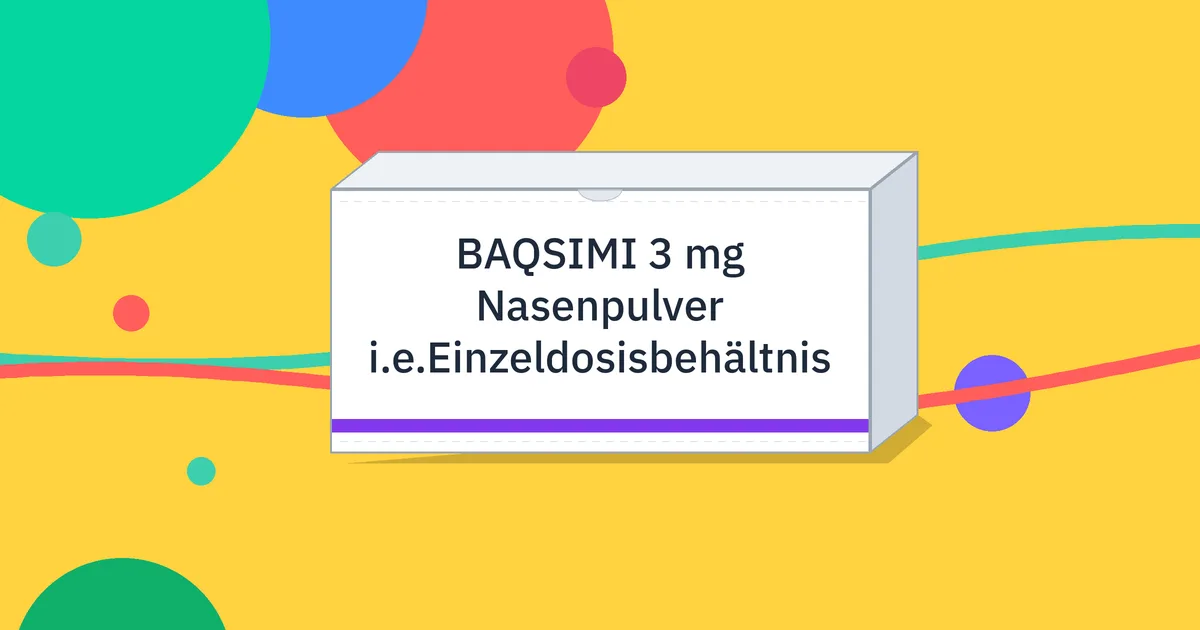 Symbolbild: Packung mit der Aufschrift BAQSIMI 3 mg Nasenpulver i.e.Einzeldosisbehältnis (PZN 18035602) – Verfügbarkeit und Bezug in Apotheken in Frankfurt am Main