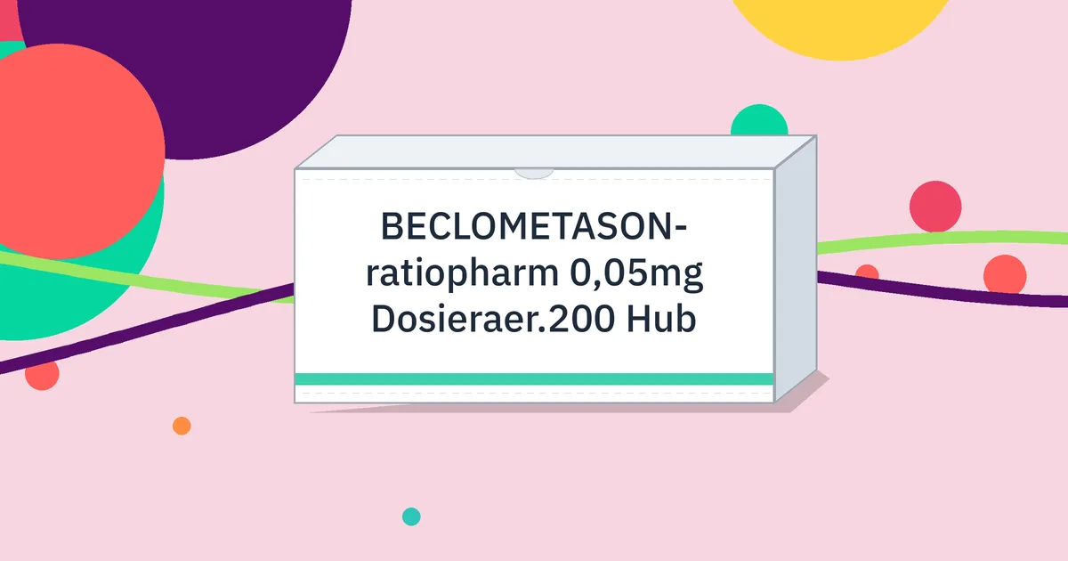 Symbolbild: Packung mit der Aufschrift BECLOMETASON-ratiopharm 0,05mg Dosieraer.200 Hub (PZN 01660218) – Verfügbarkeit und Bezug in Apotheken in Frankfurt am Main