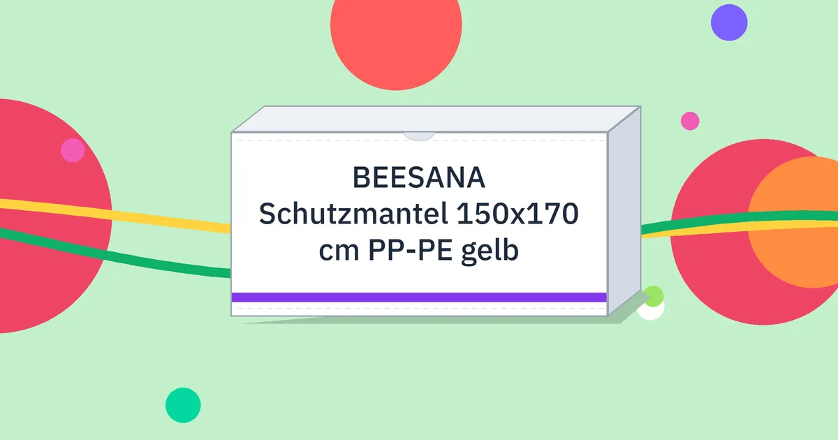 Symbolbild: Packung mit der Aufschrift BEESANA Schutzmantel 150x170 cm PP-PE gelb (PZN 17376146) – Verfügbarkeit und Bezug in Apotheken in Frankfurt am Main