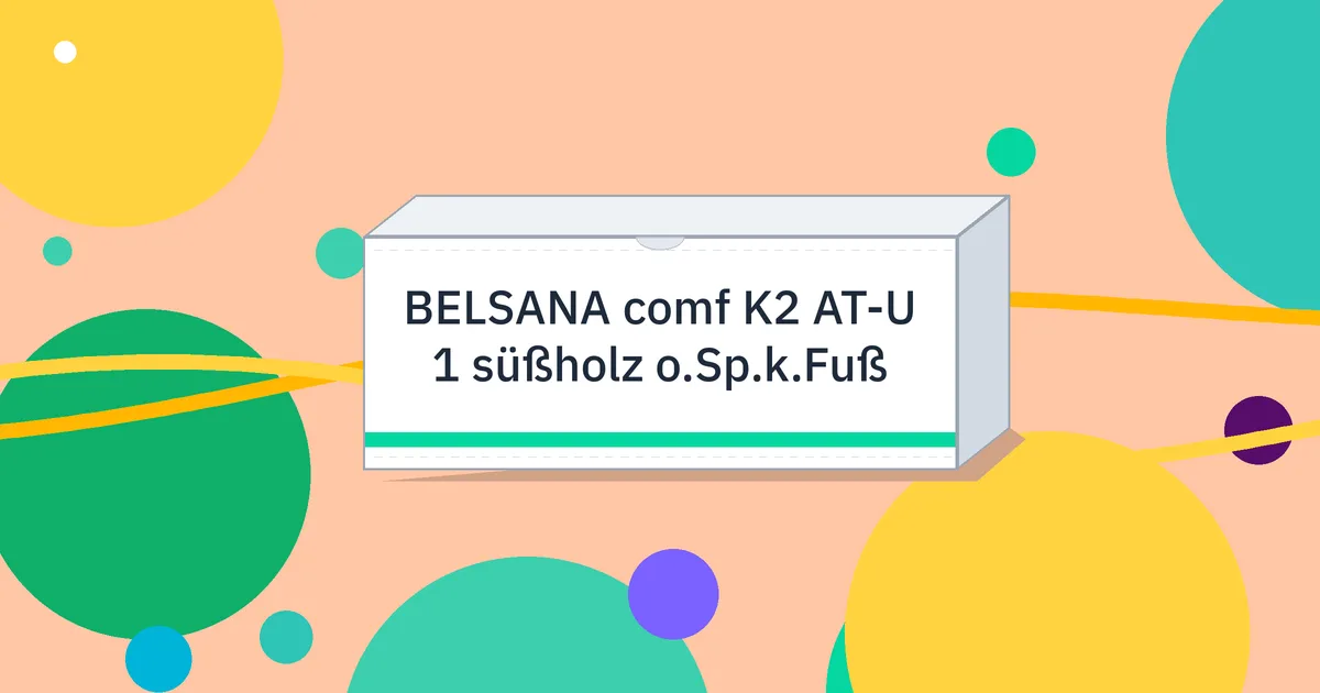Symbolbild: Packung mit der Aufschrift BELSANA comf K2 AT-U 1 süßholz o.Sp.k.Fuß (PZN 12332405) – Verfügbarkeit und Bezug in Apotheken in Frankfurt am Main
