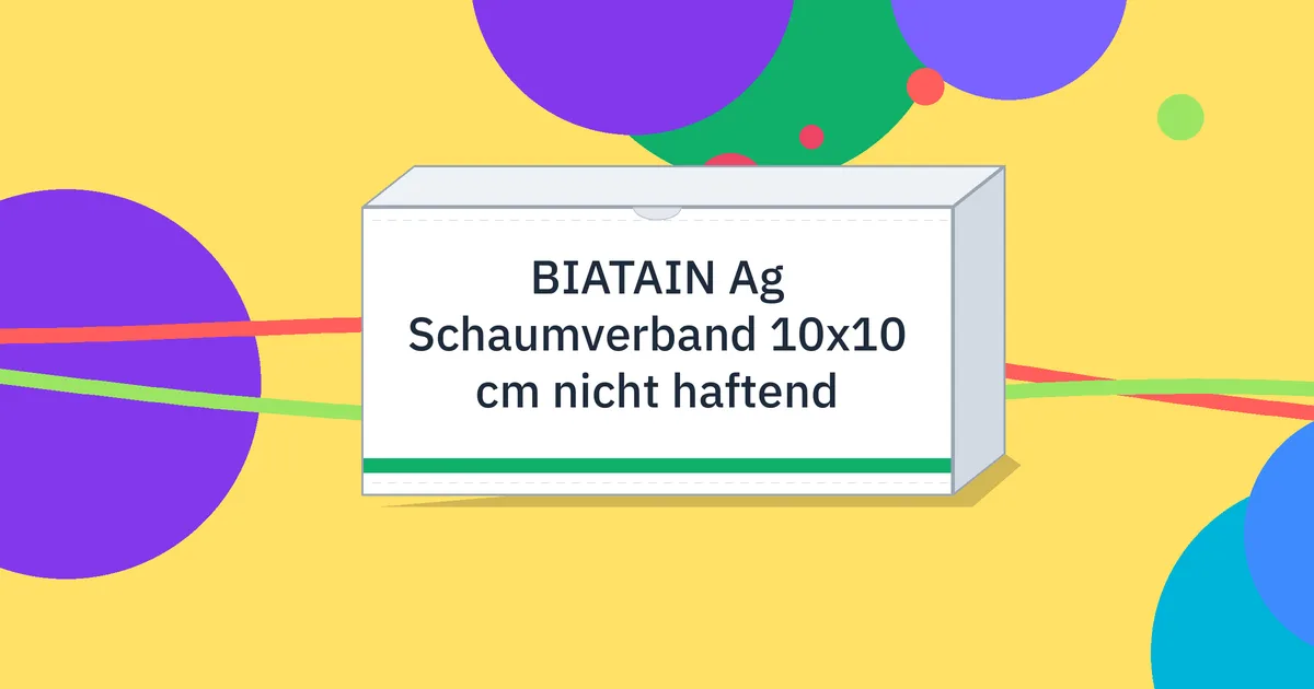 Symbolbild: Packung mit der Aufschrift BIATAIN Ag Schaumverband 10x10 cm nicht haftend (PZN 06155028) – Verfügbarkeit und Bezug in Apotheken in Frankfurt am Main