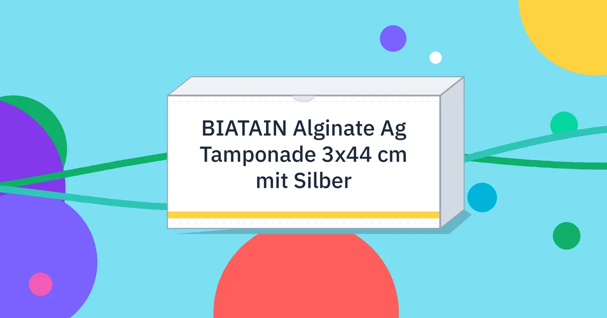 Symbolbild: Packung mit der Aufschrift BIATAIN Alginate Ag Tamponade 3x44 cm mit Silber (PZN 18110249) – Verfügbarkeit und Bezug in Apotheken in Frankfurt am Main