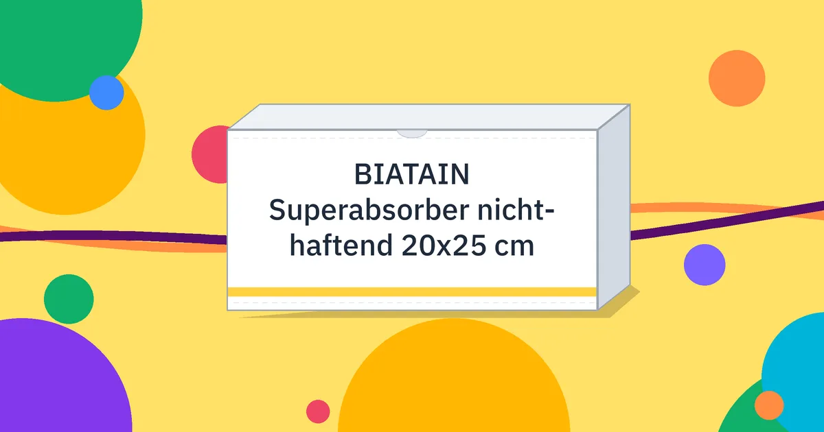 Symbolbild: Packung mit der Aufschrift BIATAIN Superabsorber nicht-haftend 20x25 cm (PZN 19808880) – Verfügbarkeit und Bezug in Apotheken in Frankfurt am Main