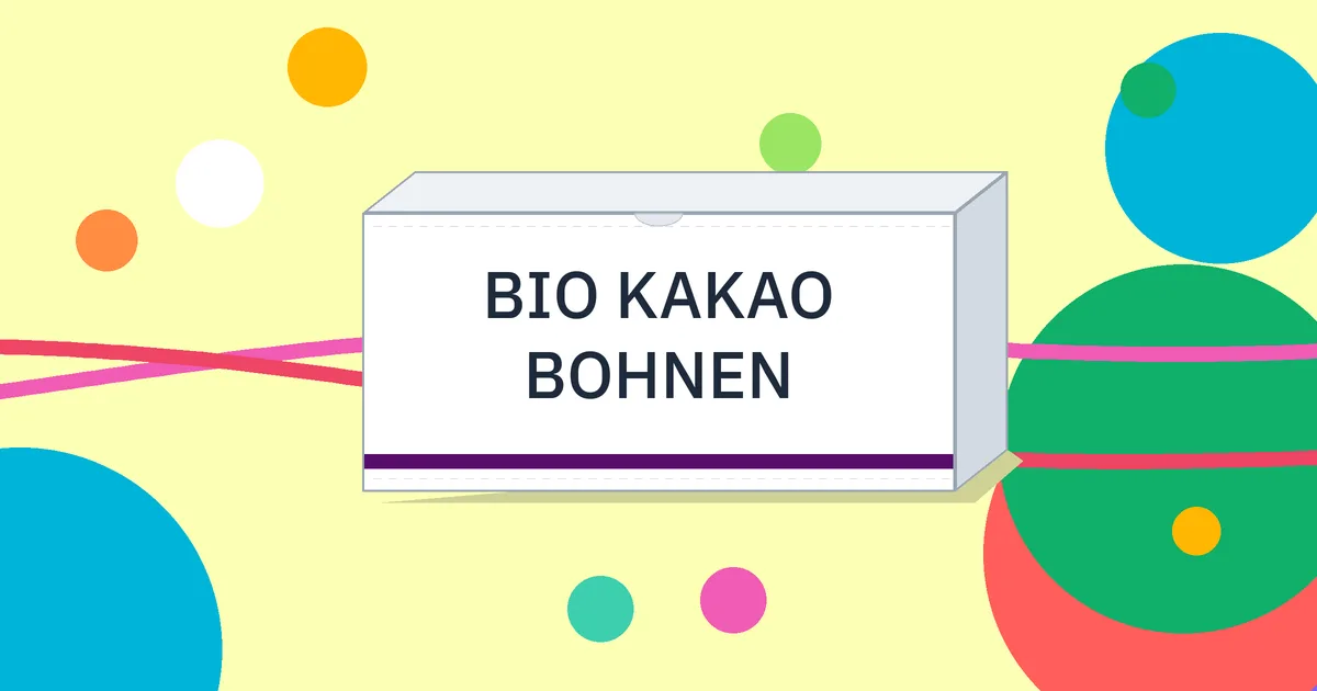 Symbolbild: Packung mit der Aufschrift BIO KAKAO BOHNEN (PZN 10009278) – Verfügbarkeit und Bezug in Apotheken in Frankfurt am Main