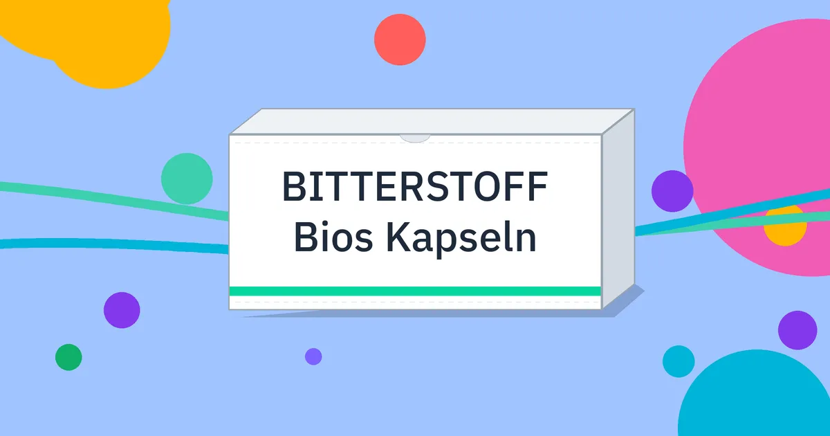 Symbolbild: Packung mit der Aufschrift BITTERSTOFF Bios Kapseln (PZN 05897466) – Verfügbarkeit und Bezug in Apotheken in Frankfurt am Main