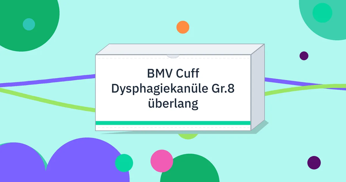 Symbolbild: Packung mit der Aufschrift BMV Cuff Dysphagiekanüle Gr.8 überlang (PZN 18382835) – Verfügbarkeit und Bezug in Apotheken in Frankfurt am Main