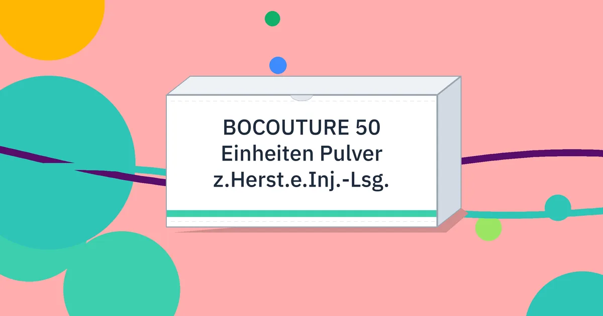 Symbolbild: Packung mit der Aufschrift BOCOUTURE 50 Einheiten Pulver z.Herst.e.Inj.-Lsg. (PZN 20407057) – Verfügbarkeit und Bezug in Apotheken in Frankfurt am Main