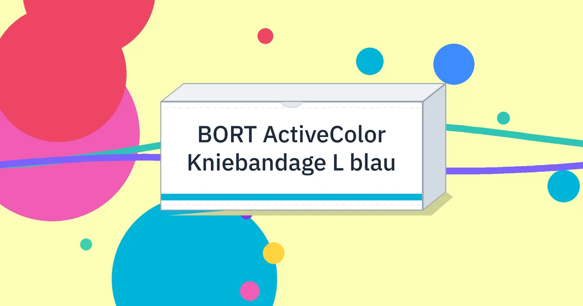Symbolbild: Packung mit der Aufschrift BORT ActiveColor Kniebandage L blau (PZN 06914586) – Verfügbarkeit und Bezug in Apotheken in Frankfurt am Main
