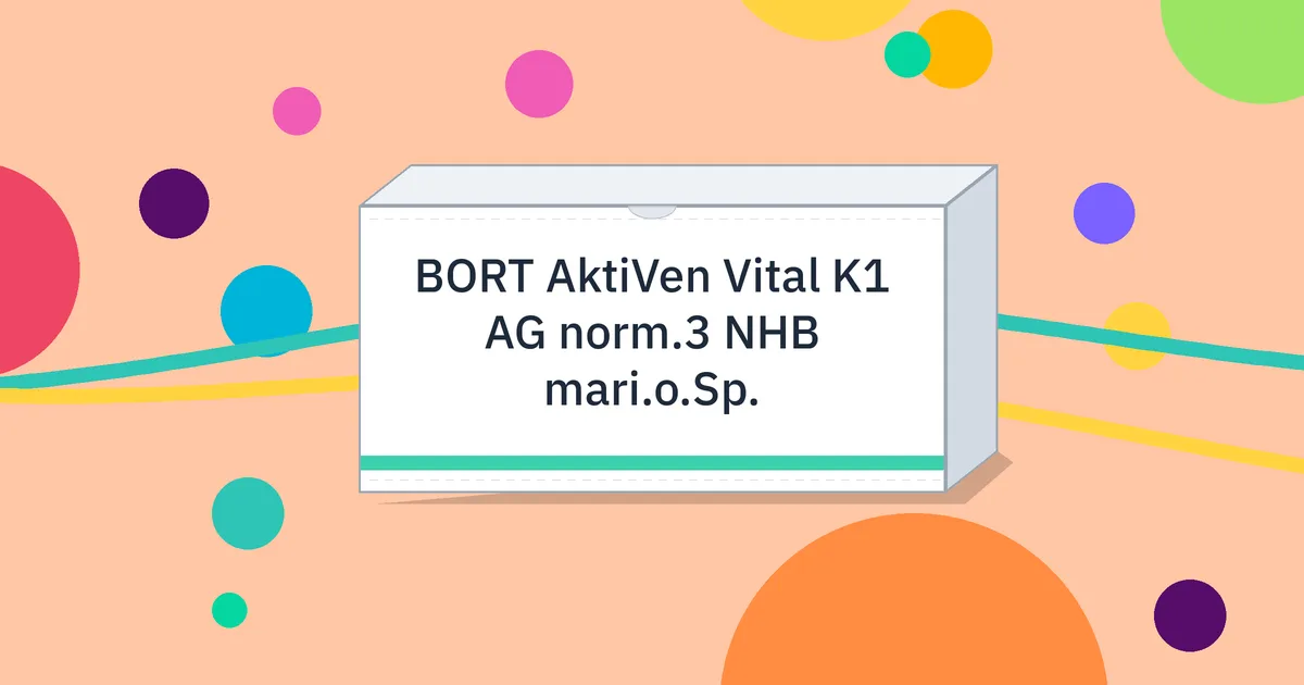 Symbolbild: Packung mit der Aufschrift BORT AktiVen Vital K1 AG norm.3 NHB mari.o.Sp. (PZN 13732087) – Verfügbarkeit und Bezug in Apotheken in Frankfurt am Main