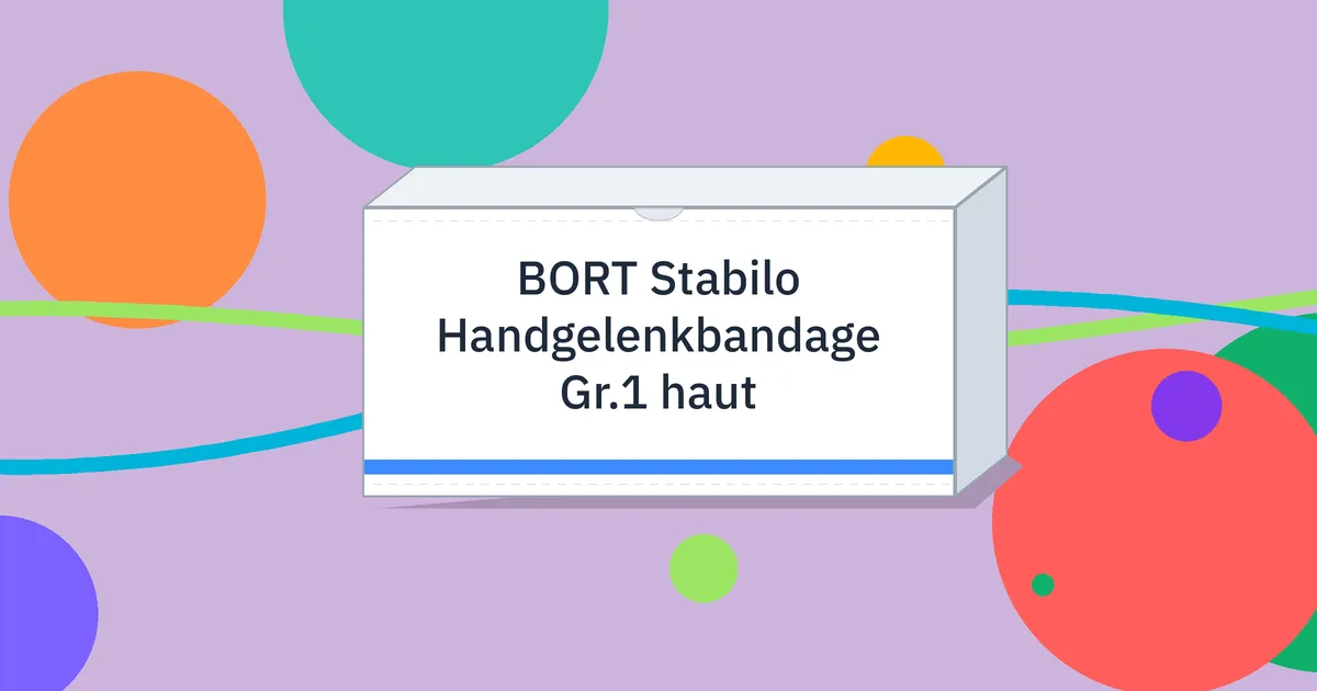 Symbolbild: Packung mit der Aufschrift BORT Stabilo Handgelenkbandage Gr.1 haut (PZN 03537195) – Verfügbarkeit und Bezug in Apotheken in Frankfurt am Main