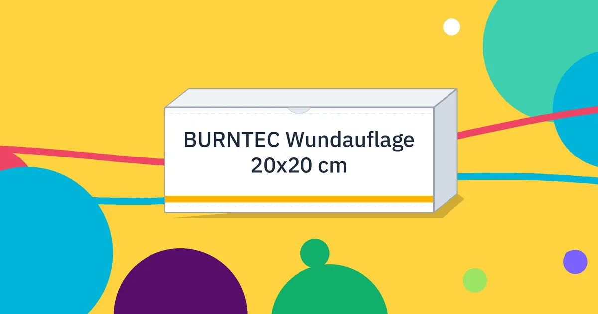 Symbolbild: Packung mit der Aufschrift BURNTEC Wundauflage 20x20 cm (PZN 15193625) – Verfügbarkeit und Bezug in Apotheken in Frankfurt am Main