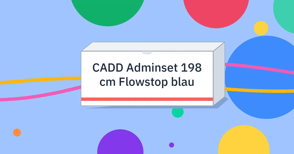 Symbolbild: Packung mit der Aufschrift CADD Adminset 198 cm Flowstop blau (PZN 11242114) – Verfügbarkeit und Bezug in Apotheken in Frankfurt am Main