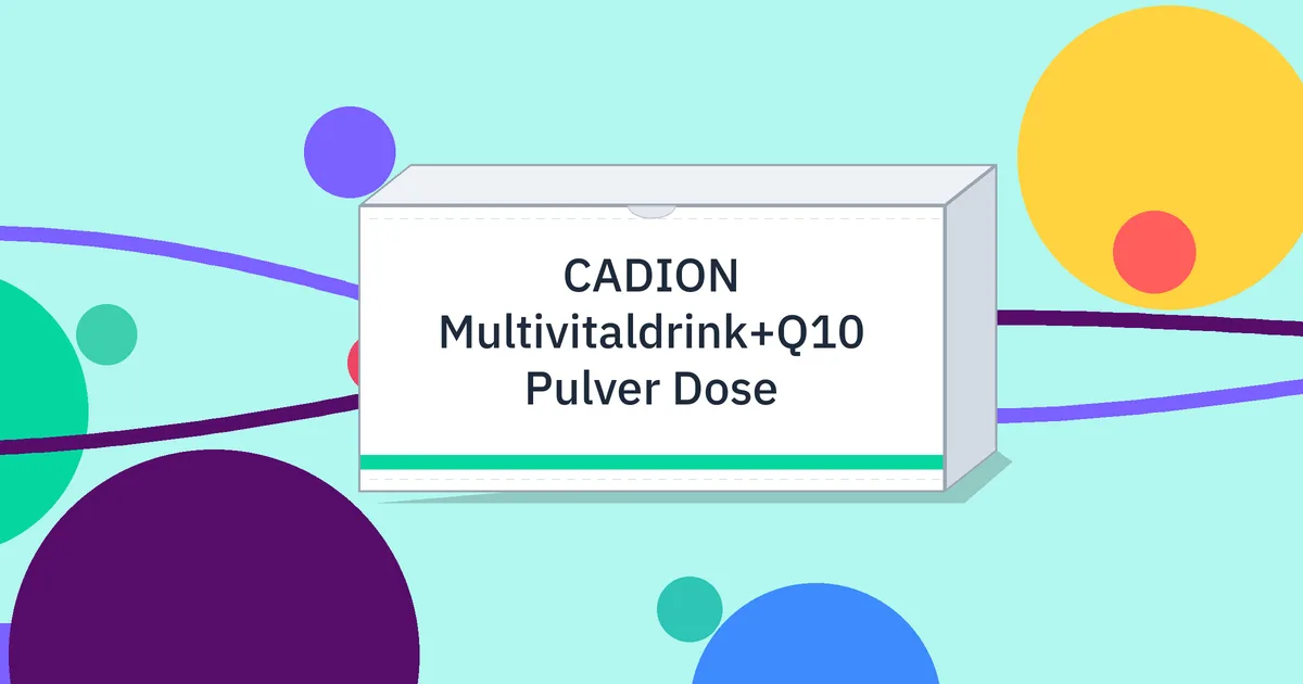 Symbolbild: Packung mit der Aufschrift CADION Multivitaldrink+Q10 Pulver Dose (PZN 02205545) – Verfügbarkeit und Bezug in Apotheken in Frankfurt am Main