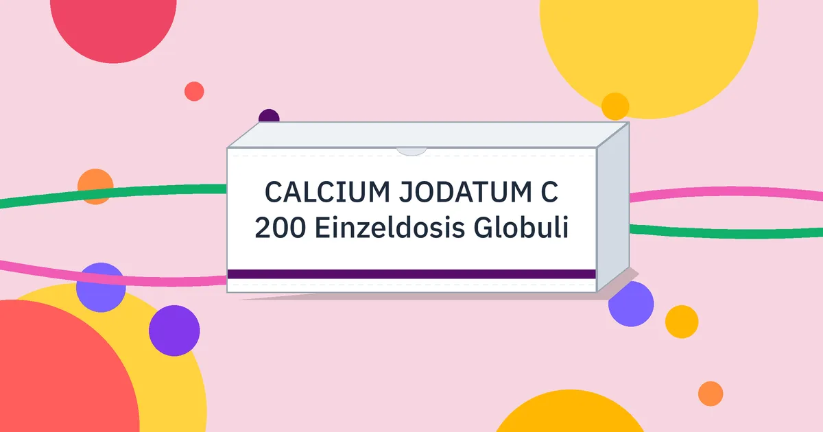 Symbolbild: Packung mit der Aufschrift CALCIUM JODATUM C 200 Einzeldosis Globuli (PZN 01917901) – Verfügbarkeit und Bezug in Apotheken in Frankfurt am Main
