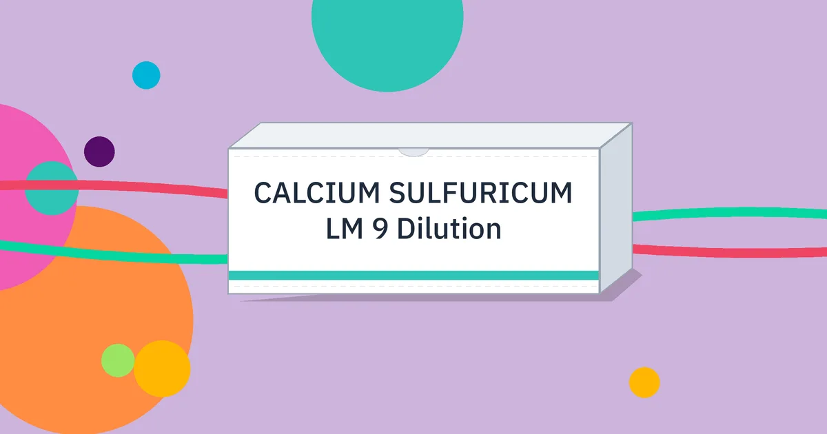Symbolbild: Packung mit der Aufschrift CALCIUM SULFURICUM LM 9 Dilution (PZN 12806955) – Verfügbarkeit und Bezug in Apotheken in Frankfurt am Main