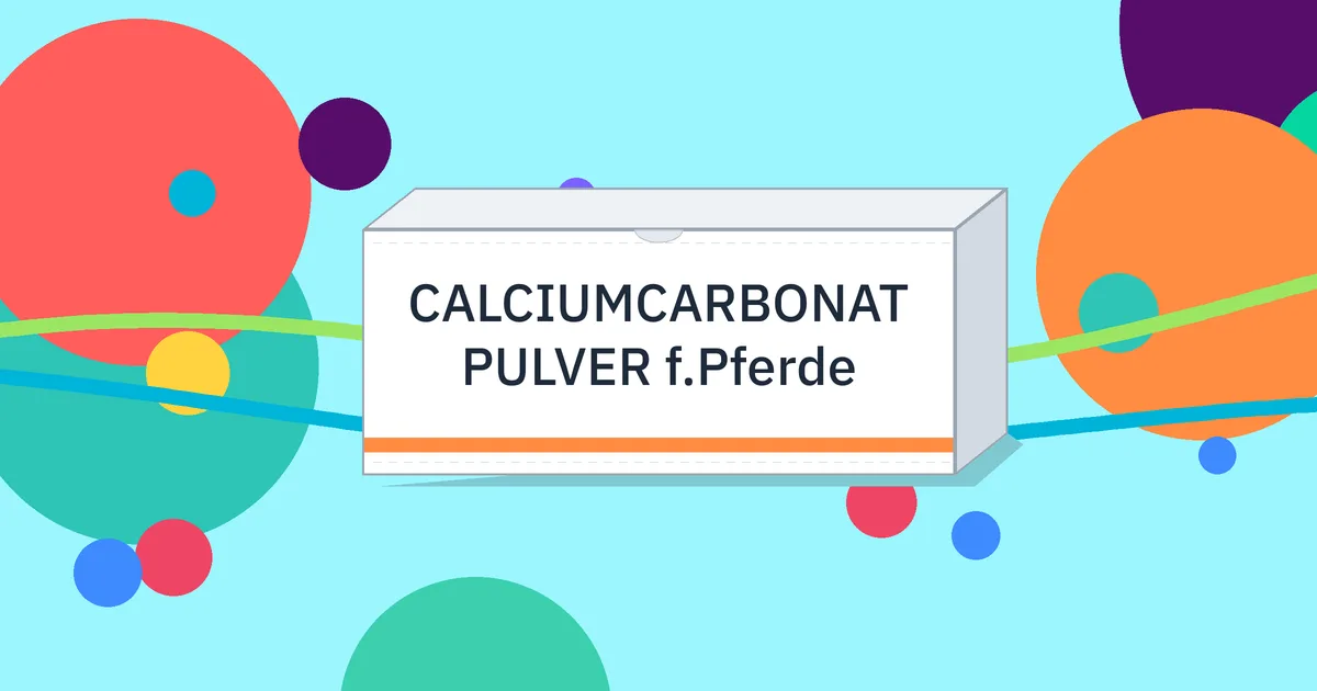 Symbolbild: Packung mit der Aufschrift CALCIUMCARBONAT PULVER f.Pferde (PZN 16829338) – Verfügbarkeit und Bezug in Apotheken in Frankfurt am Main